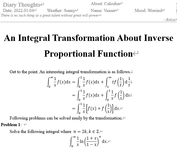 An Integral Transformation About Inverse Proportional Function - 知乎