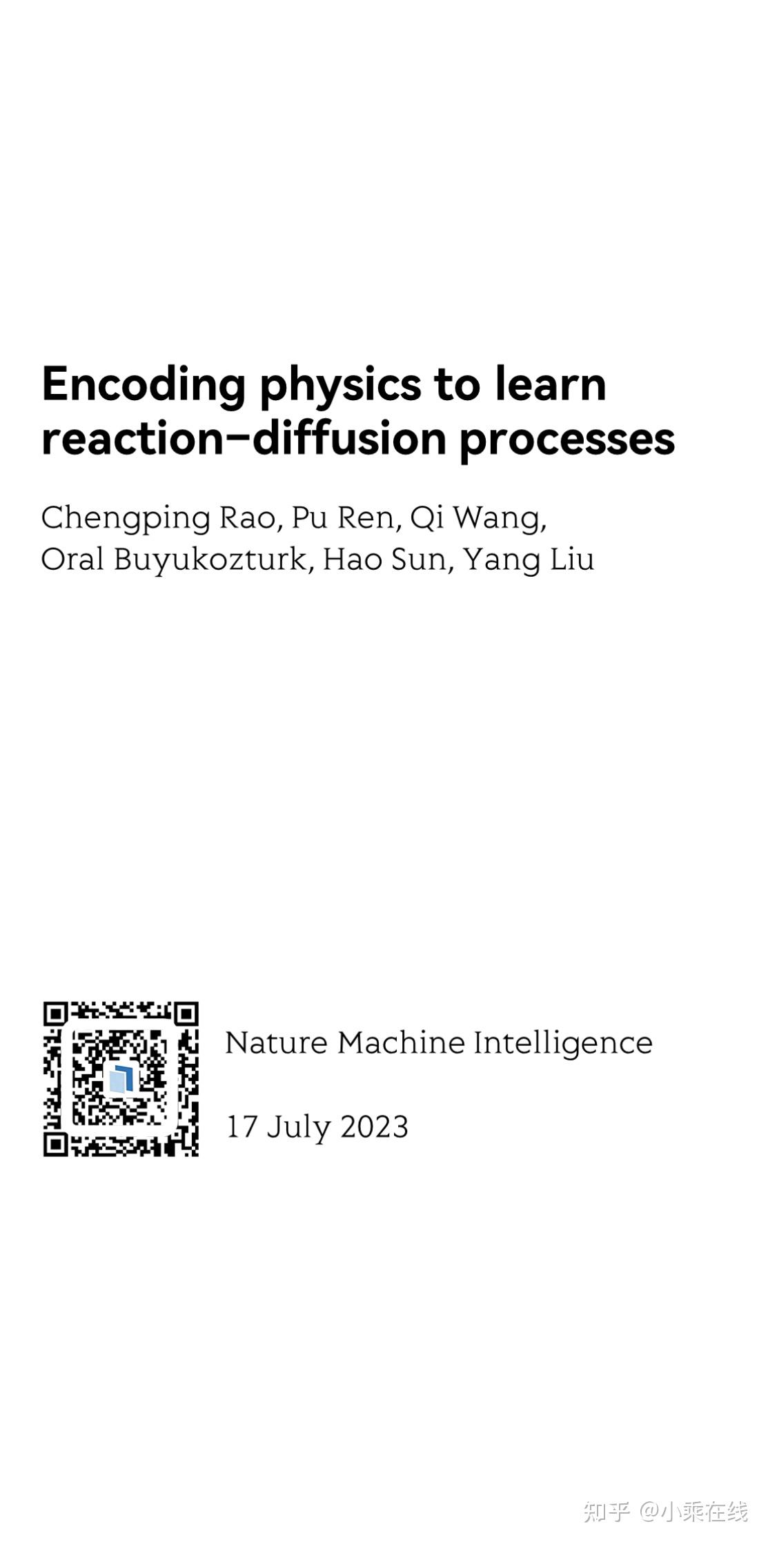 Encoding physics to learn reaction–diffusion processes - 知乎