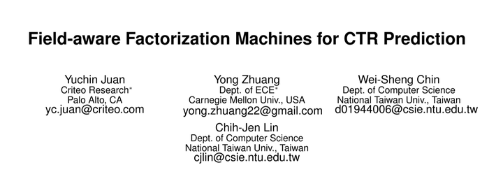 FFM: Field-aware Factorization Machines for CTR Prediction - 知乎