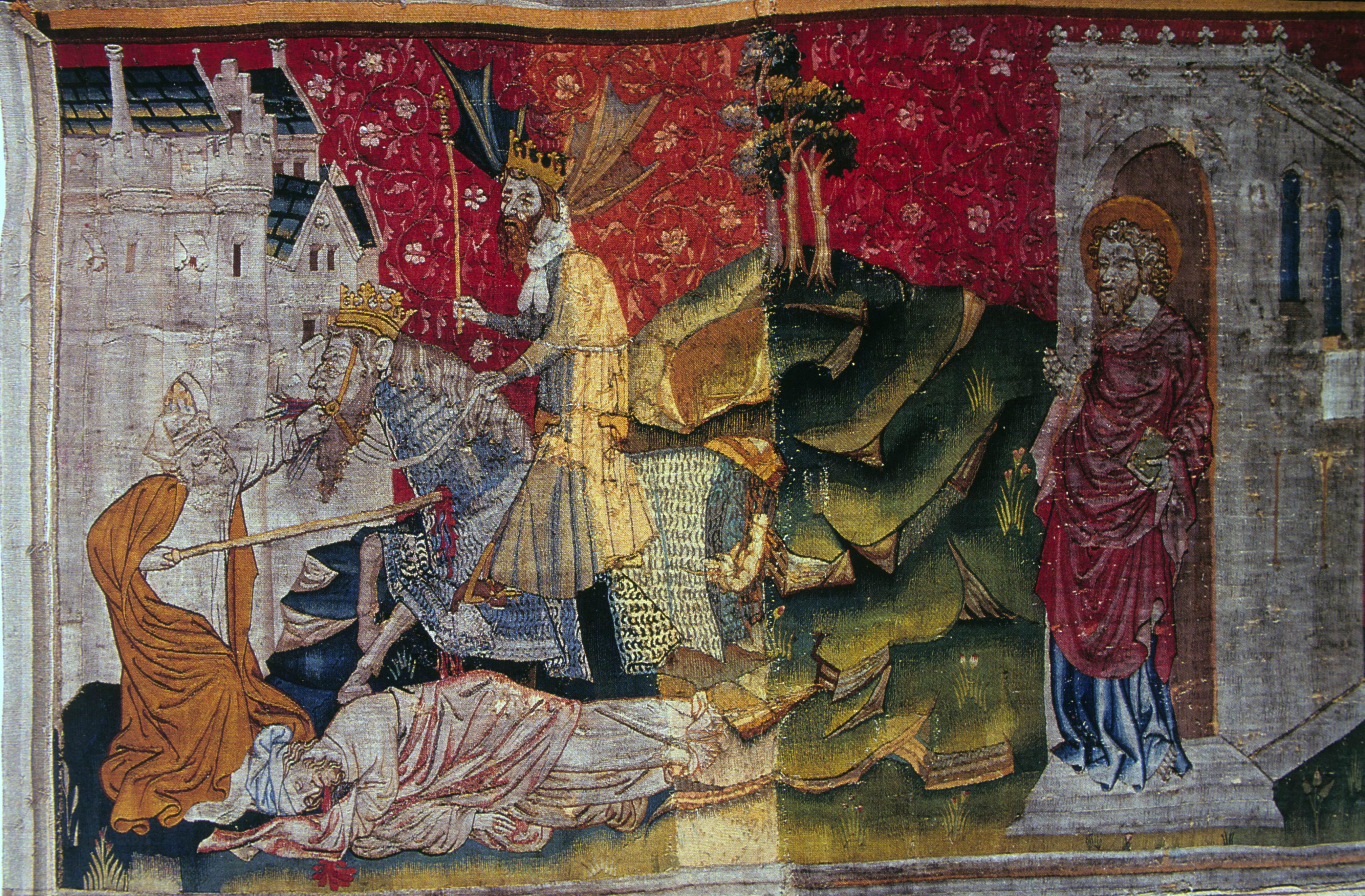 中世纪最壮观挂毯（法国昂热城堡珍藏）：圣经启示录2：死亡四骑士，七号吹响七灾（超清大图） - 知乎