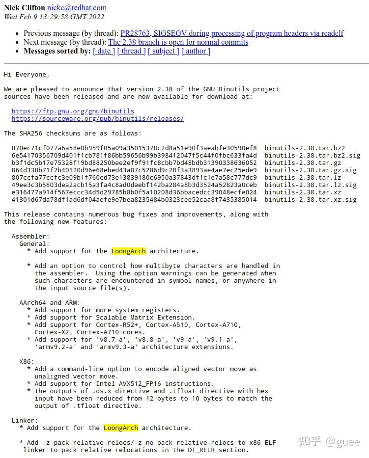 龙芯LoongArch架构进入GNU Binutils主线 - 知乎