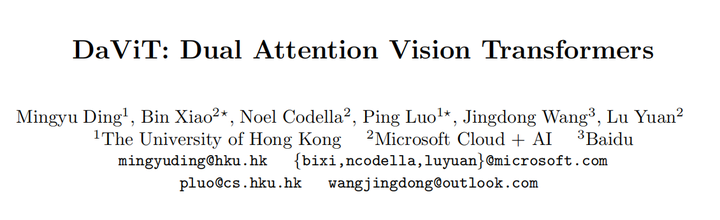 DaViT: Dual Attention Vision Transformers - 知乎