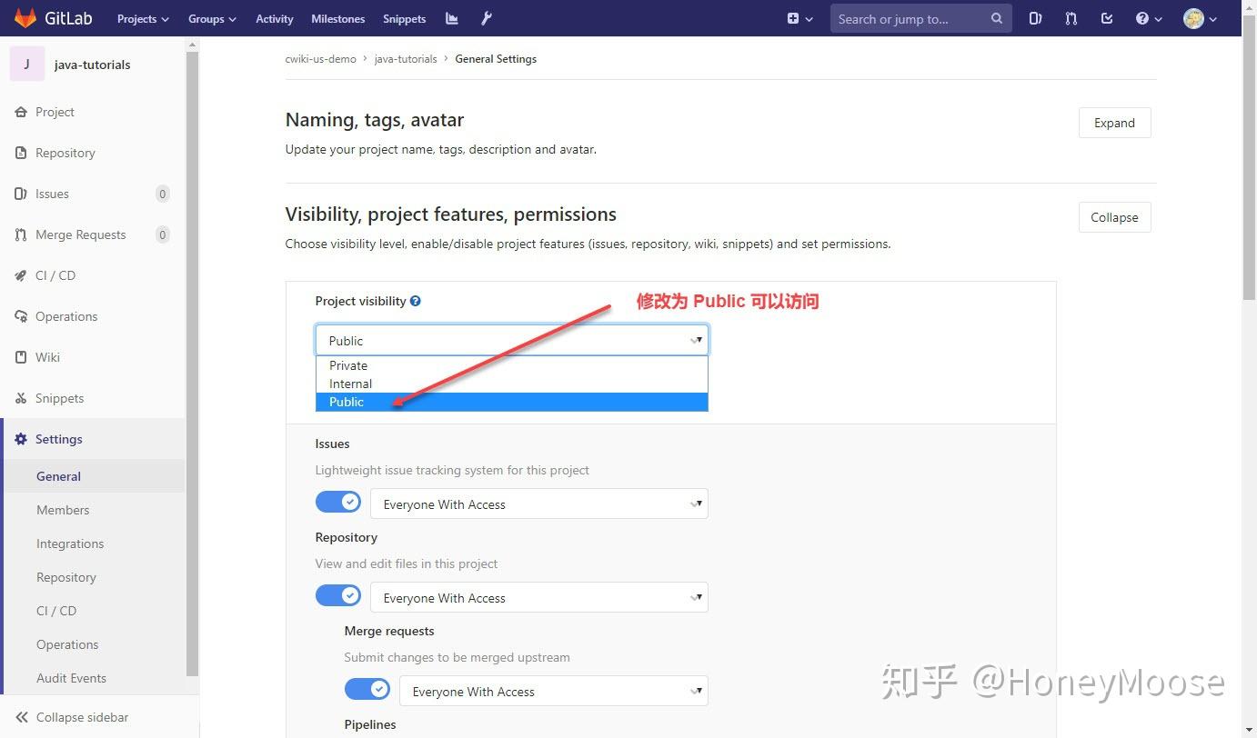 GitLab 如何修改项目从私有到公有 - 知乎