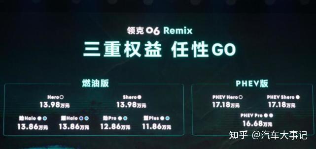 燃油版内卷！更换四缸机，领克06 Remix 售11.86万起 - 知乎