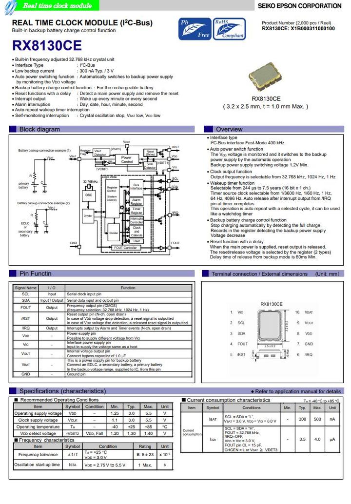 带复位延迟和主备电管理的实时时钟一体解决方案RX8130C - 知乎