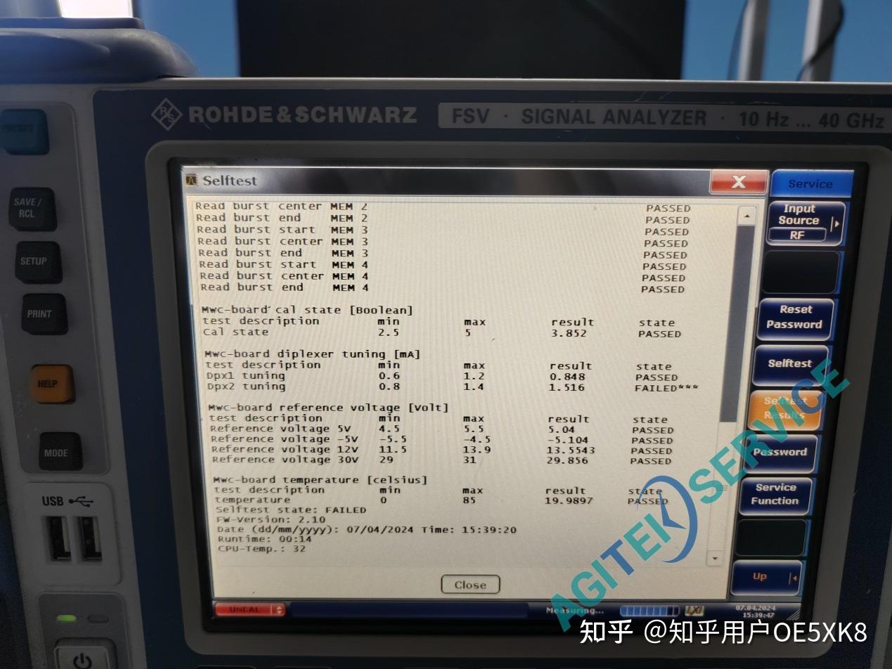 R&S罗德与施瓦茨FSV40频谱分析仪基线不正常维修案例 - 知乎