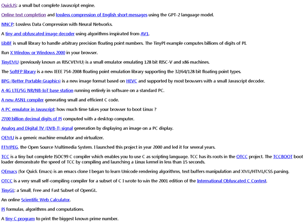 酷站推荐 - bellard.org-Fabrice Bellard:QuickJS,FFMPEG - 知乎