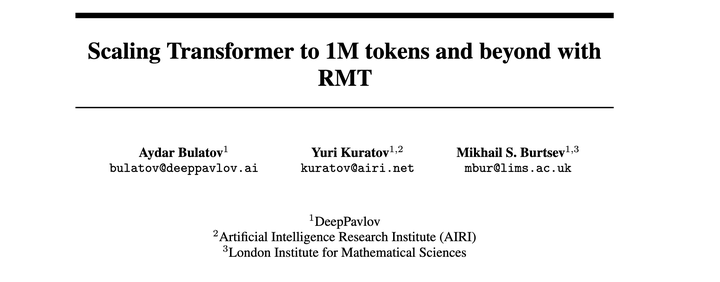Scaling Transformer to 1M tokens and beyond with RMT 把上下文长度提升到Million级别 - 知乎
