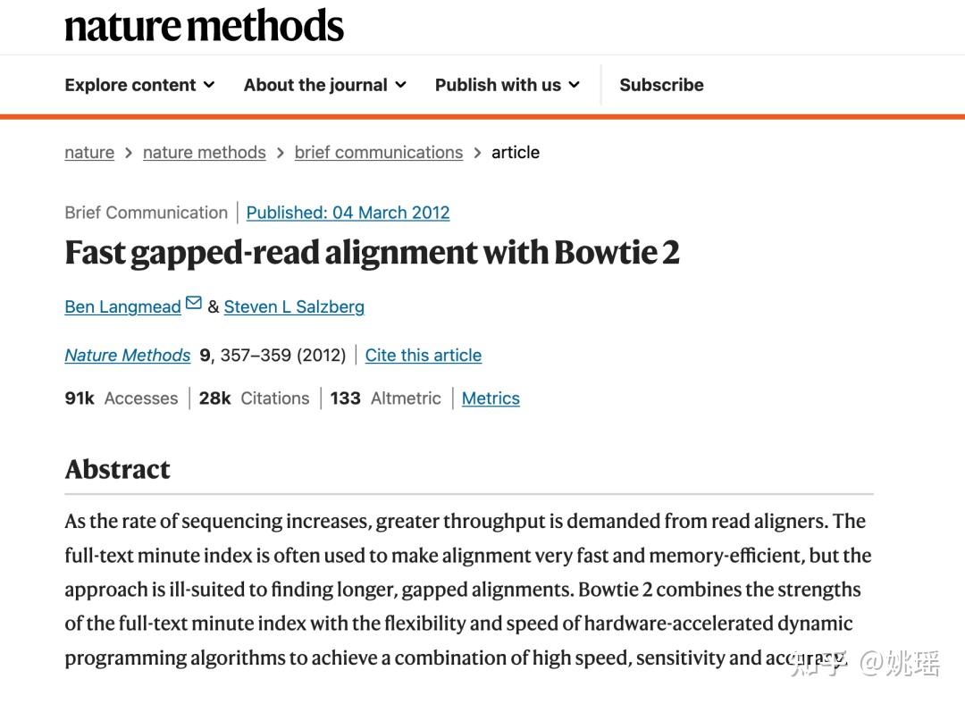 bowtie2，这是一种快速且节约内存的比对工具 - 知乎