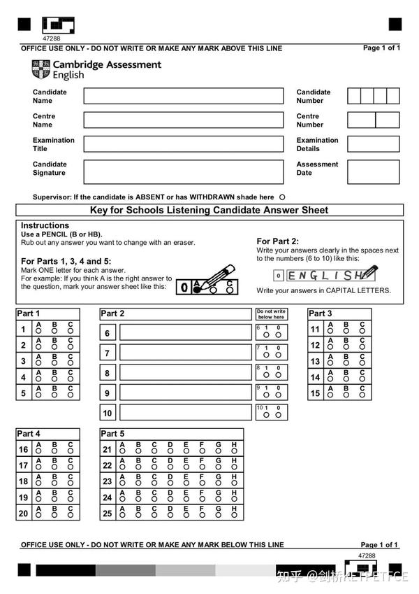 剑桥英语KET | PET答题卡（下载及填涂建议） - 知乎