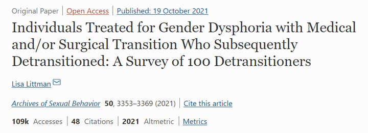 【转载】Lisa Littman报告：一场对前跨性别人士的大型研究 - 知乎