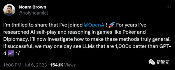 官宣！德扑AI之父Noam Brown加盟OpenAI，下注AI智能体 - 知乎