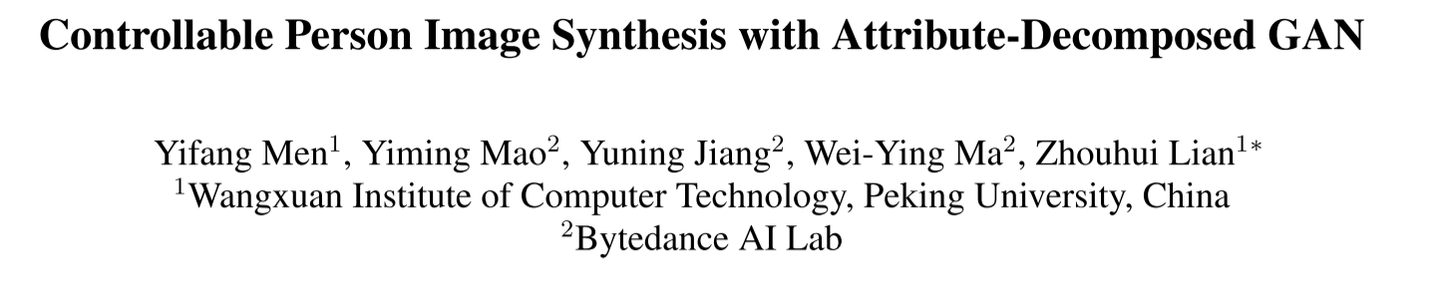 Controllable Person Image Synthesis with Attribute-Decomposed GAN（AD-GAN） - 知乎