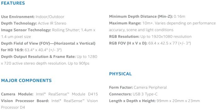 英特尔发布最新RealSense摄像头D415和D435 - 知乎