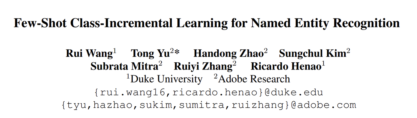 Few-Shot Class-Incremental Learning for Named Entity Recognition论文阅读笔记 - 知乎
