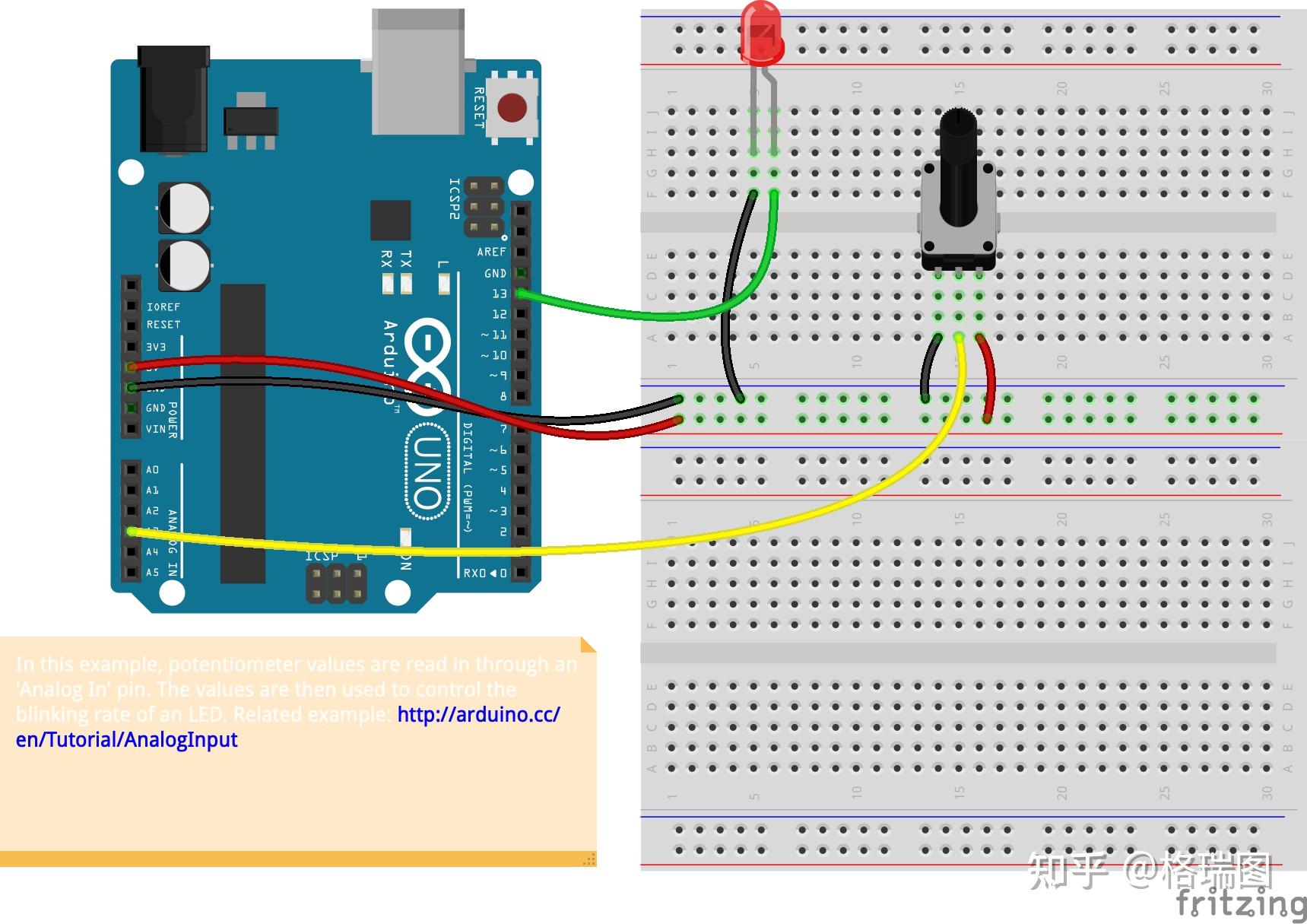 Fritzing 绘制电子电路图 0004 Arduino 示例 模拟输入 知乎 