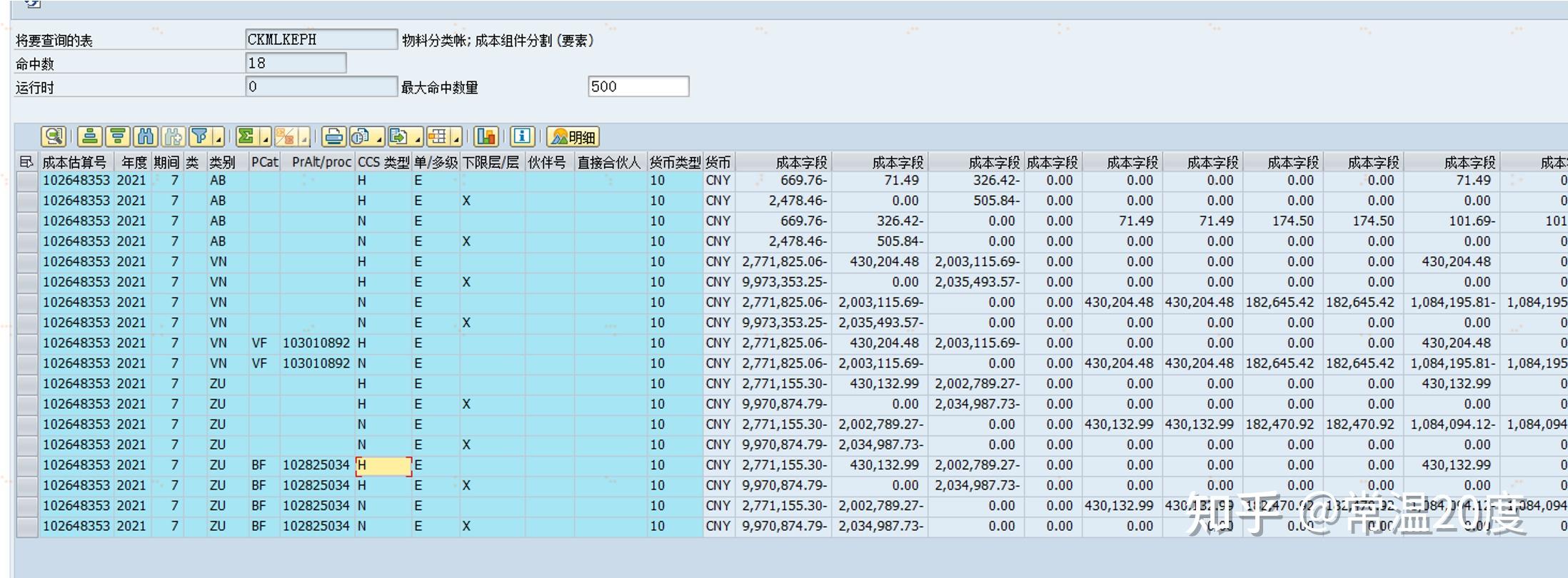 SAP-基础篇-62-CKM3成本组件数据存储表--CKMLKEPH (ECC版本) - 知乎