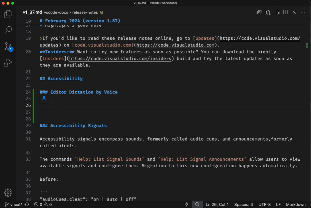 Visual Studio Code 1.87 发布，语音听写 - 知乎