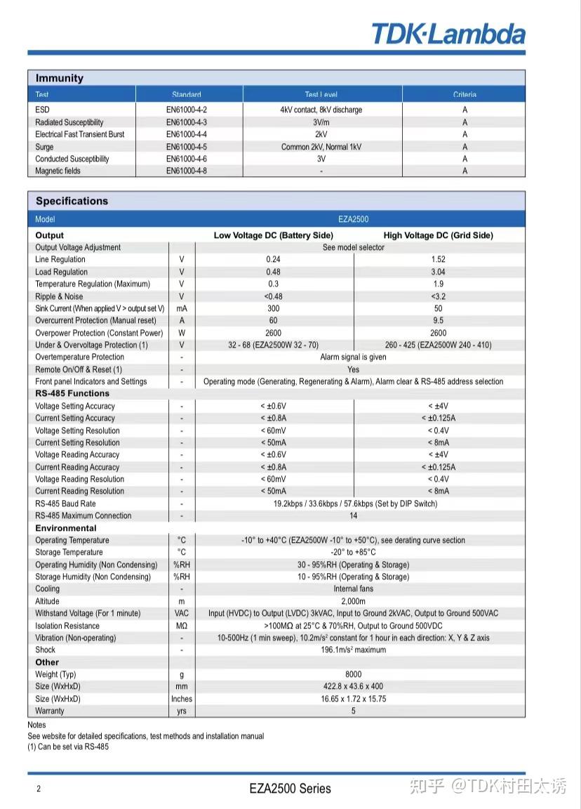 TDK-Lambda EZA2500系列双向DC-DC转换器 - 知乎
