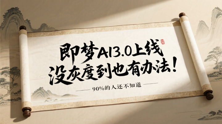 即梦AI3.0上线，没灰度到也有办法！90%的人还不知道 - 知乎