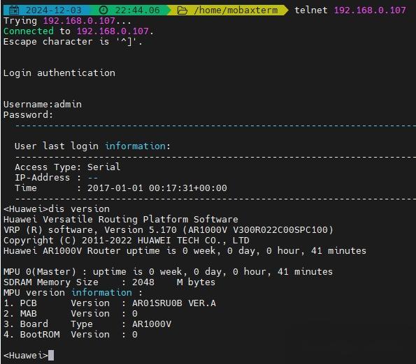 如何配置使用Telnet远程登录华为AR1000V路由器？ - 知乎