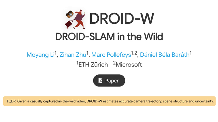 DROID-W：ETH Zürich, 微软在CVPR 26的动态SLAM 工作，基于不确定性感知的稠密BA和多视图特征一致性，实时鲁棒的相机 ...