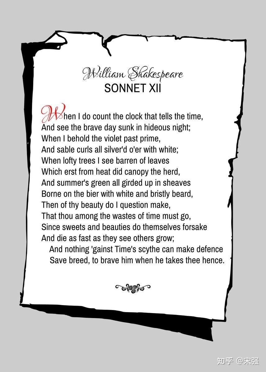William Shakespeare(威廉·莎士比亚)《Sonnet 12》《十四行诗12》解析 - 知乎