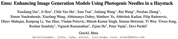 Emu: Enhancing Image Generation Models Using Photogenic Needles in a ...