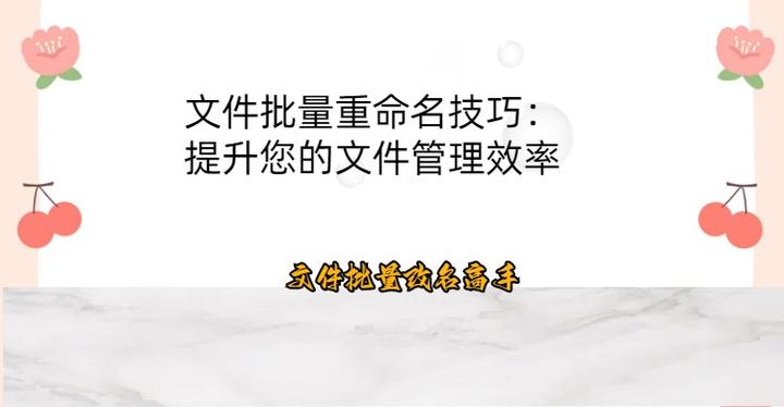文件批量重命名技巧:提升您的文件管理效率 知乎