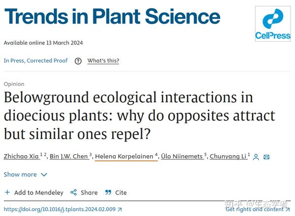 浙江大学李春阳团队Trends Plant Sci观点文章（IF=20）：植物地下生态互作：为什么同性相斥，异性相吸？ - 知乎