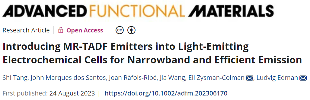 AFM：将MR-TADF发射器引入发光电化学cells中以实现窄带高效发射 - 知乎